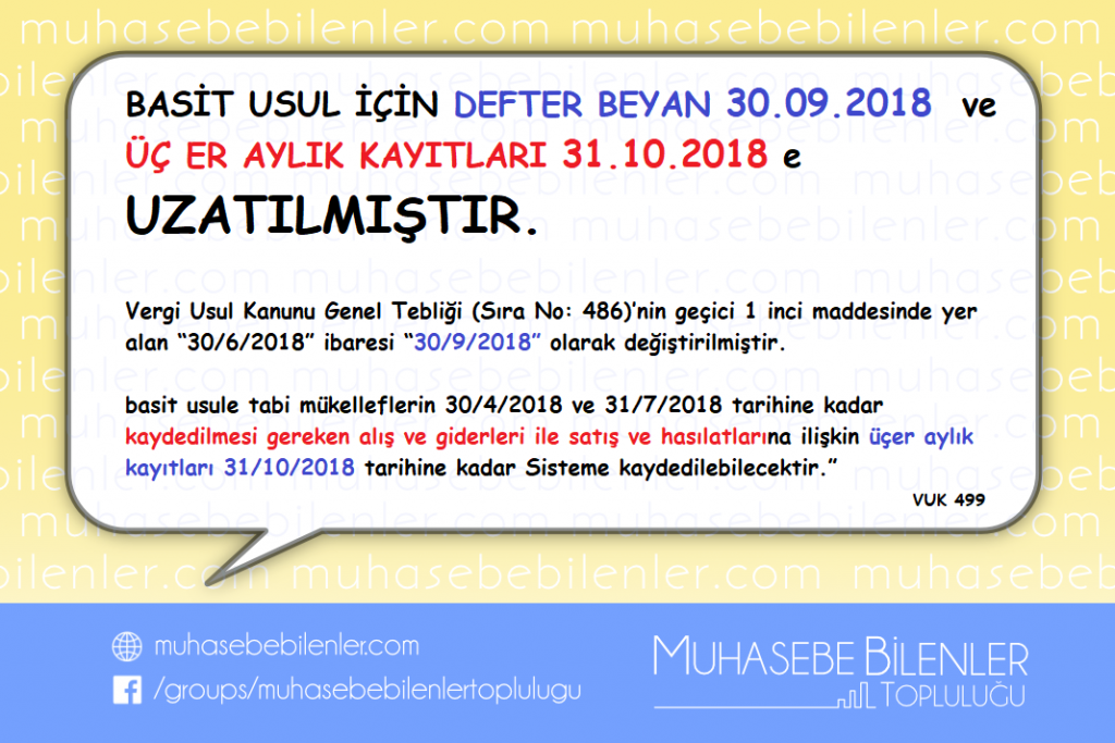 BASİT USUL İCİN SÜRE UZAMA - Muhasebe Bilenler Topluluğu