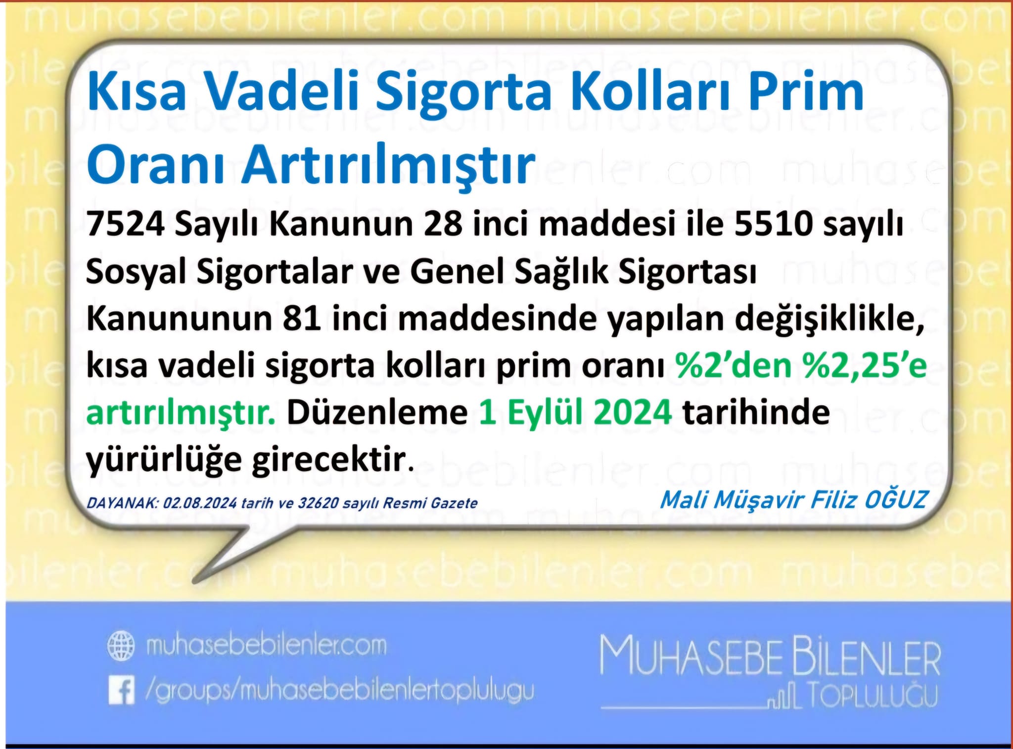 Kısa Vadeli Sigorta Kolları Prim Oranı Artırılmıştır - Muhasebe ...