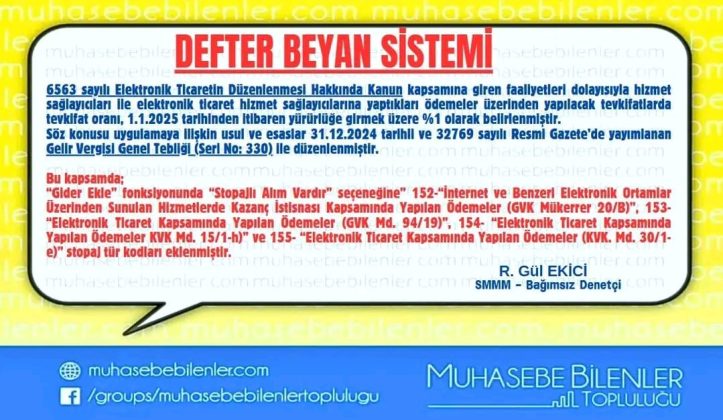 DEFTER BEYAN SİSTEMİ - Muhasebe Bilenler Topluluğu