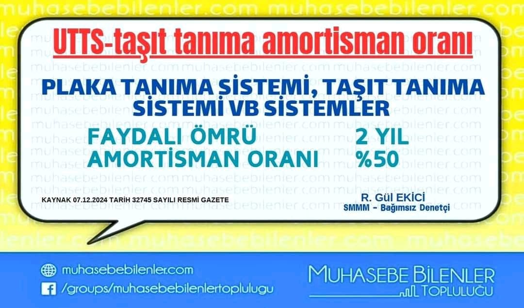 UTTS-Taşıt Tanıma Amortisman Oranı - Muhasebe Bilenler Topluluğu
