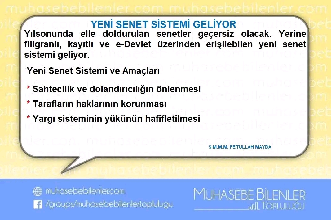 YENİ SENET SİSTEMİ GELİYOR - Muhasebe Bilenler Topluluğu