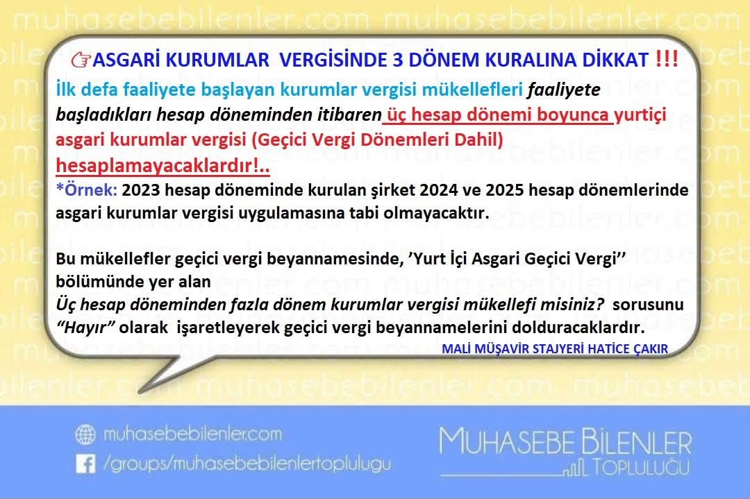 ASGARİ KURUMLAR VERGİSİNDE 3 DÖNEM KURALINA DİKKAT !!! - Muhasebe ...